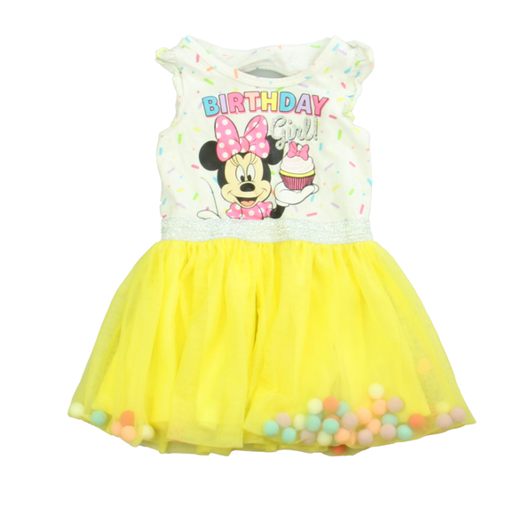 Disney | Dresses | Disney Girls White Yellow Minnie Dress Size 2t ...